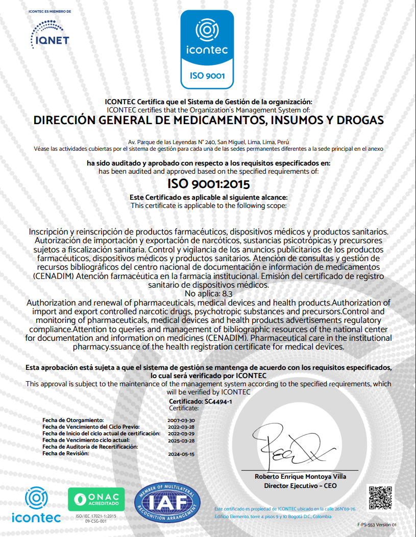 ISO 9001 – ISO 37001 – DIGEMID